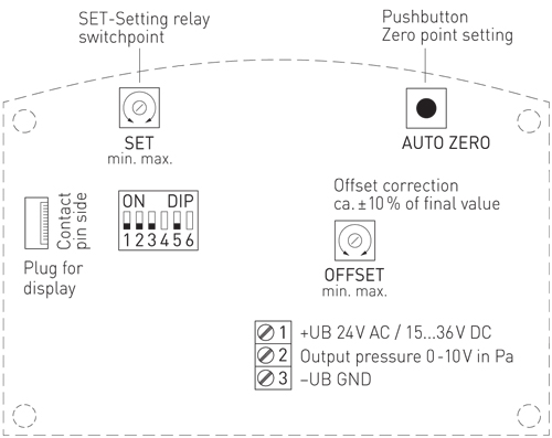 Tryktransmitter med display til luft 0...10V udgangssignal. ELSAG.DK