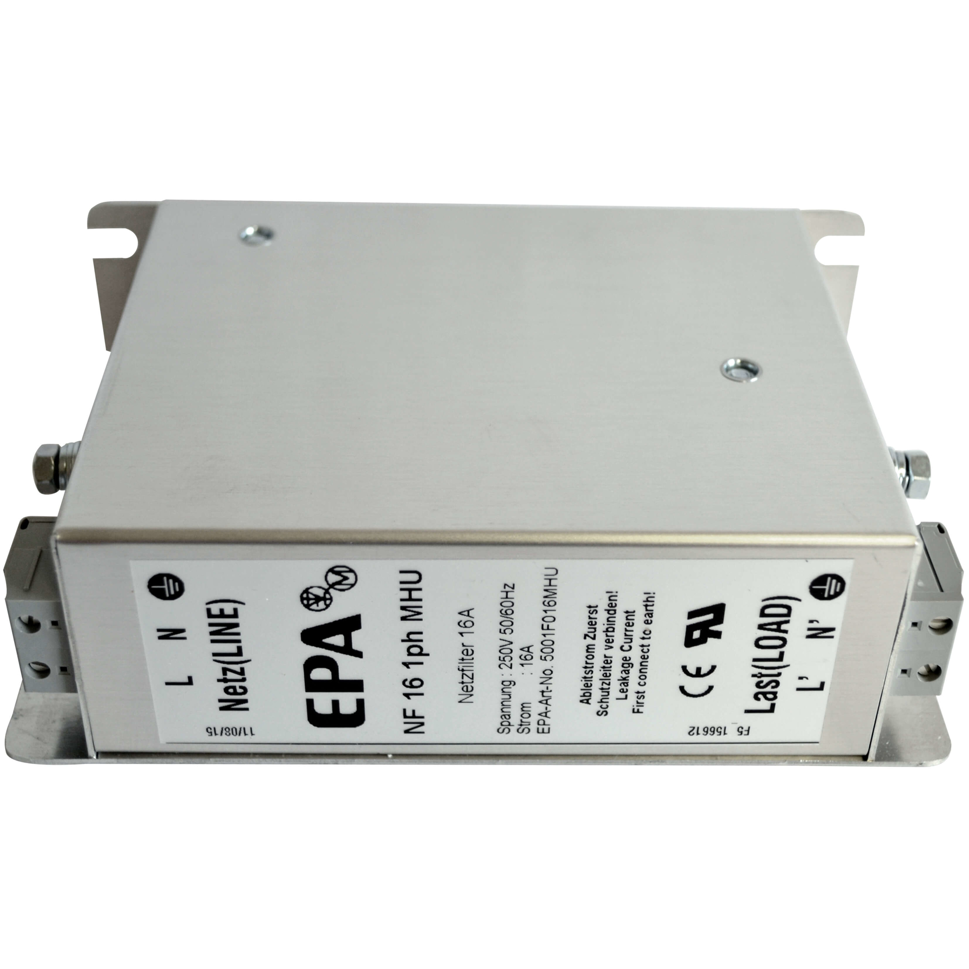 EMC | RFI filter 1 faset 230V, 16Amp. Type NF-16-1ph-MHU. ELSAG.DK